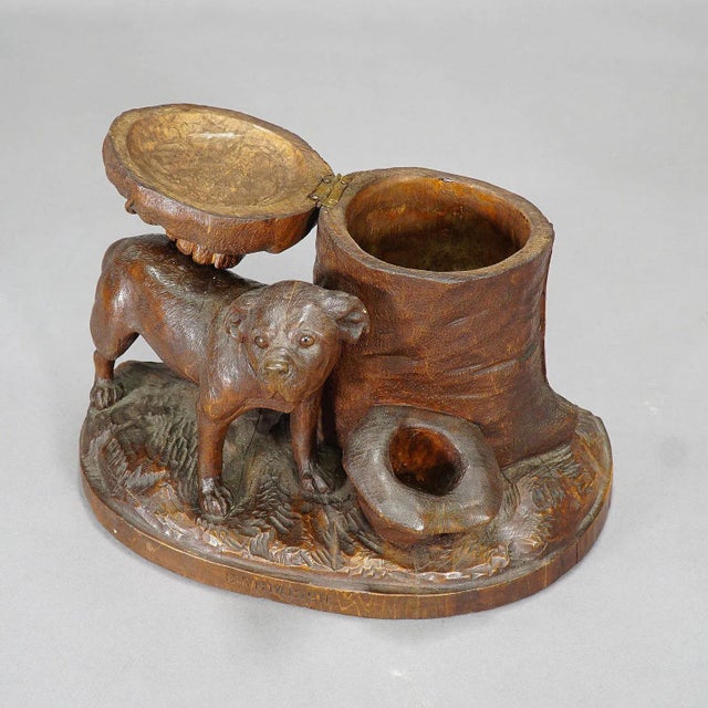 A Nice Wooden Carved Boxer Tobacco Box, Switzerland Ca. 1900 | Chairish