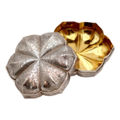 Silver Ring Dish with Plant Engravings | Chairish