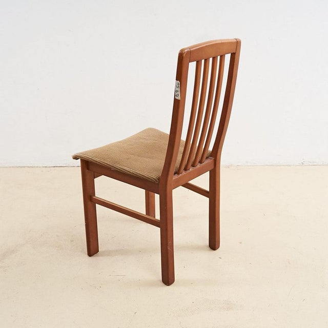 Wooden Chair with Padded Seat | Chairish