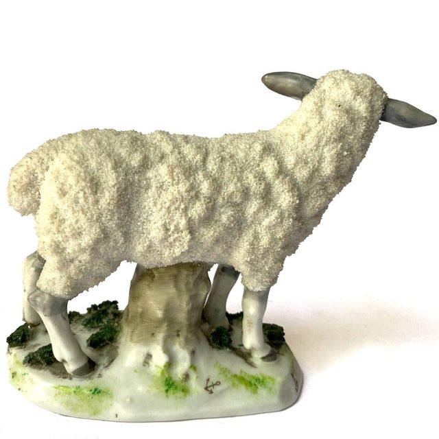 Set of Two German Porcelain Encrusted Sheep Figurines | Chairish