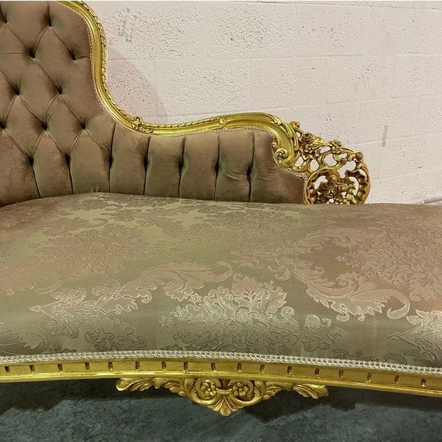 French Rococo Style Gold Chaise Lounge | Chairish