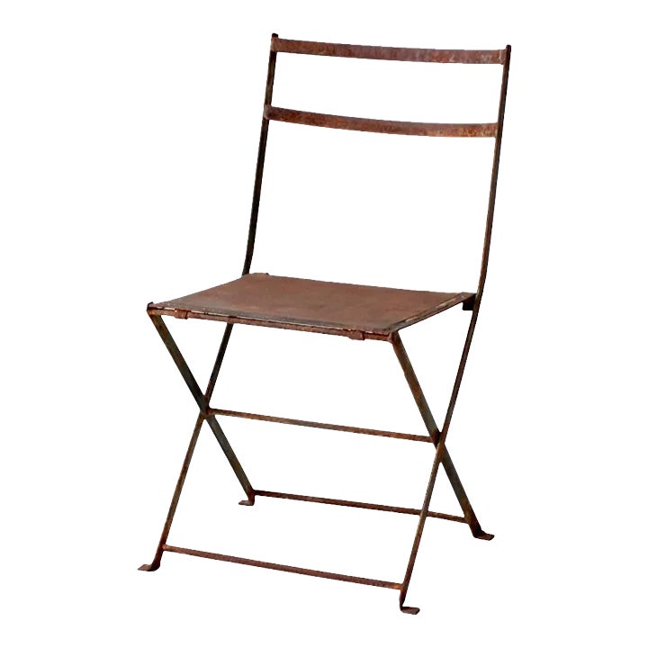 Antique Folding Iron Bistro Chair | Chairish