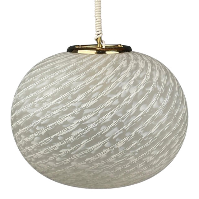 1970s Large Swirl Murano Glass Pendant Lamp Vetri Murano Italy | Chairish