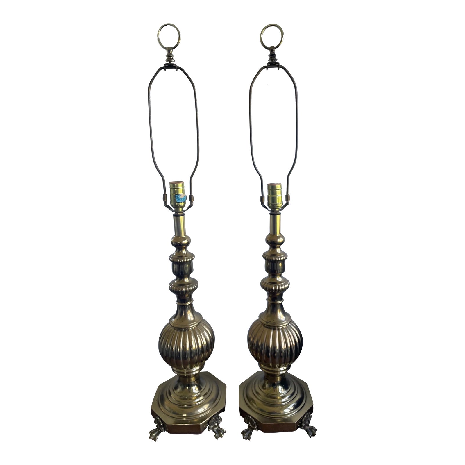 Vintage Stiffel Brass Table Lamps - Large and Heavy - Pair | Chairish