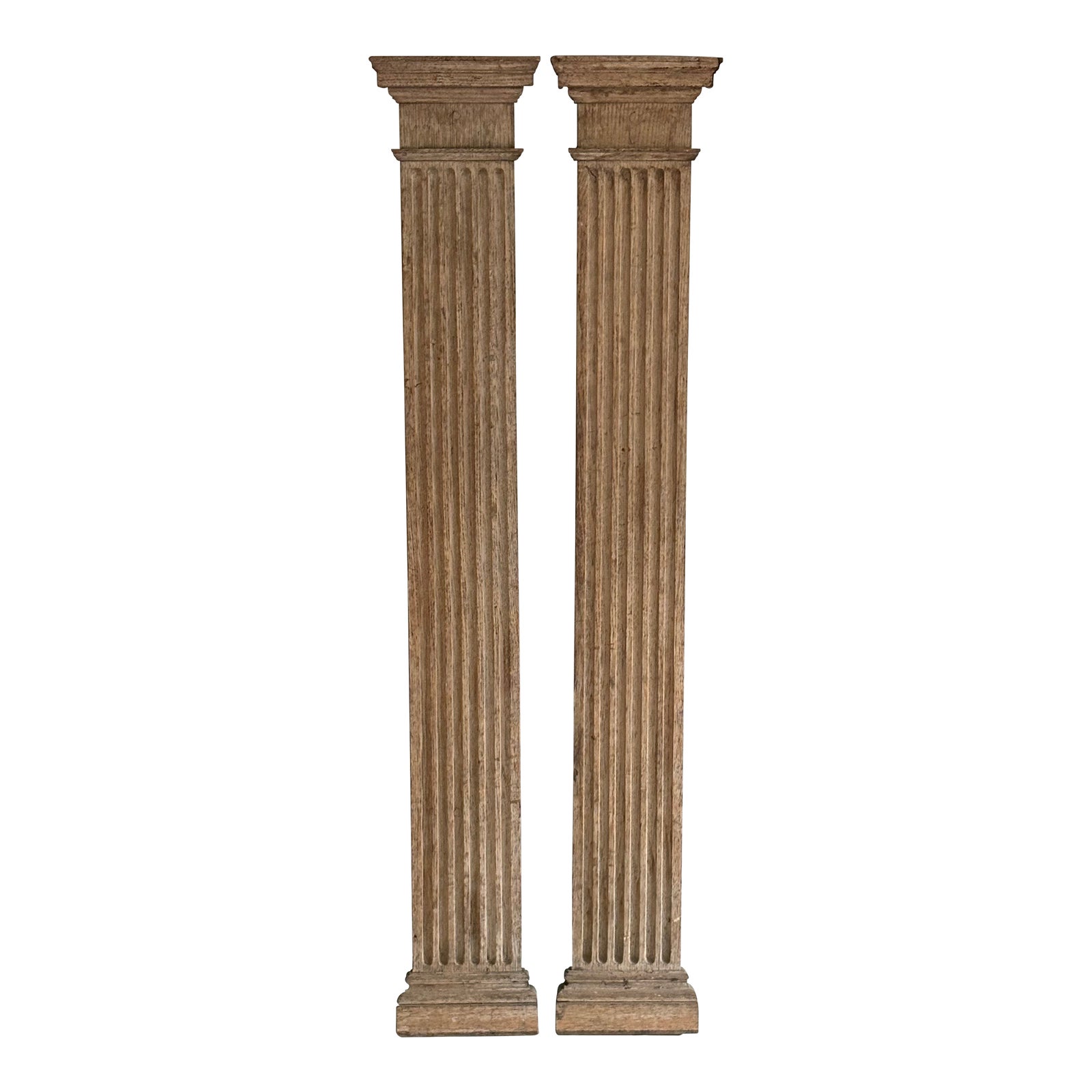 Antique Architectural Salvage Flat Fluted Columns - a Pair | Chairish