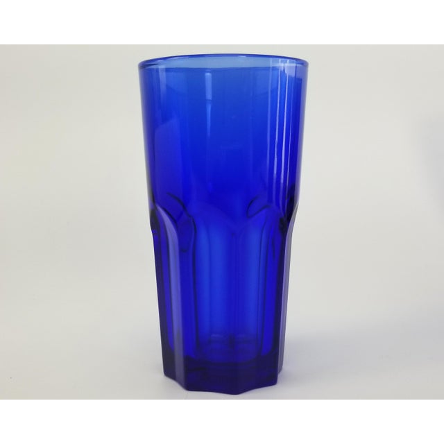 Arcoroc Cobalt Blue Drinking Glassestumblers France 7 Panel Set Of 6
