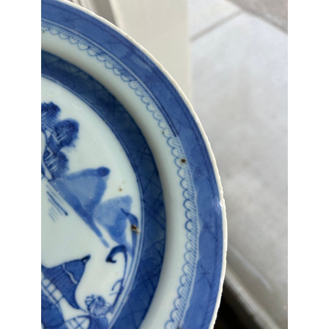Antique Chinese Blue and White Porcelain Canton Plates- a Pair | Chairish