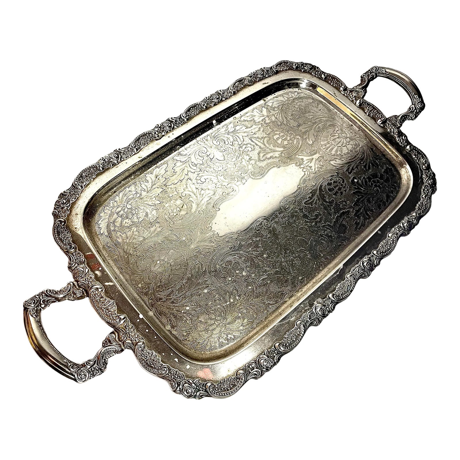 Mid-Century Oneida Silver Plate Butler’s Tray | Chairish