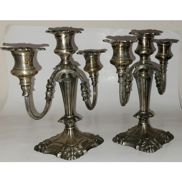 Pair of 1910s Art Nouveau Silverplate Three-Arm Candelabra With Swirl ...