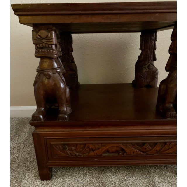 Antique Foo Dog Lion Chinese Carved Table Foo Dogs | Chairish