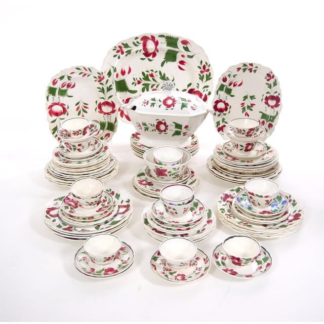 Beautiful American Adams Rose Ironstone Dinnerware Set | Chairish