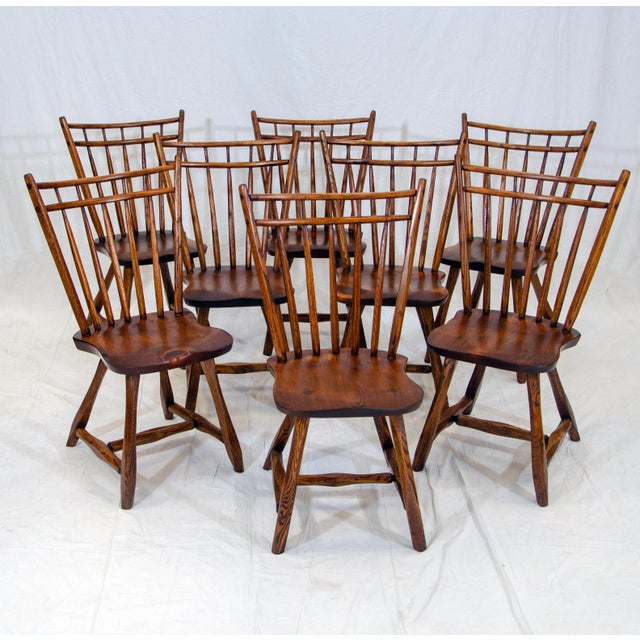 Set of 8 Vintage Americana Country Cabin Dining Chairs | Chairish