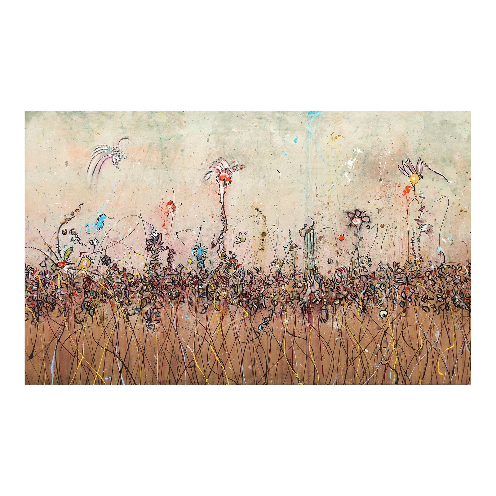Flourishing Fields - Abstract Earthy Tone Large Landscape Painting ...