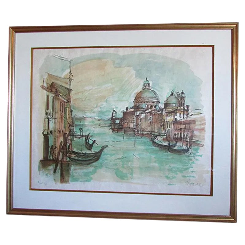 Vintage Venice 8 Color Lithograph by Jean Pradel | Chairish