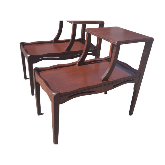Mid 20th Century Vintage Mid Century Modern Step Tables - Pair | Chairish