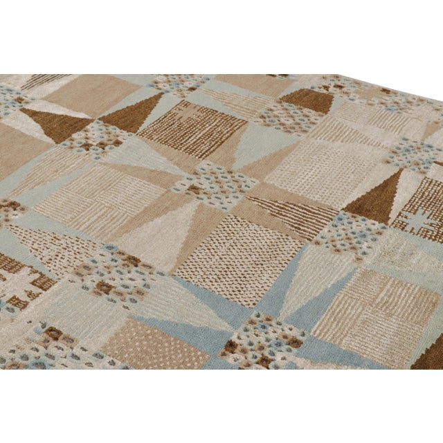 Rug & Kilim’s Scandinavian Style Rug in Beige-Brown and Blue Geometric ...