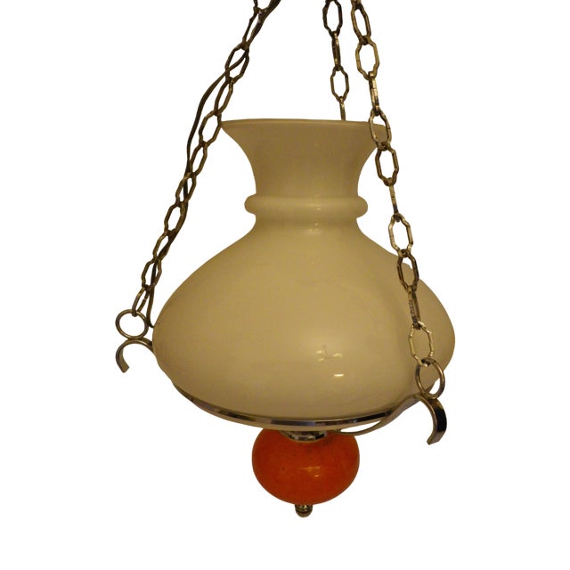 Vintage Pendant Light with White Opaline Glass, 1970s | Chairish