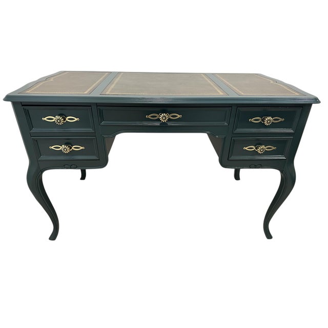 1970s Sligh Furniture Green Writing Desk, Newly Refinished | Chairish