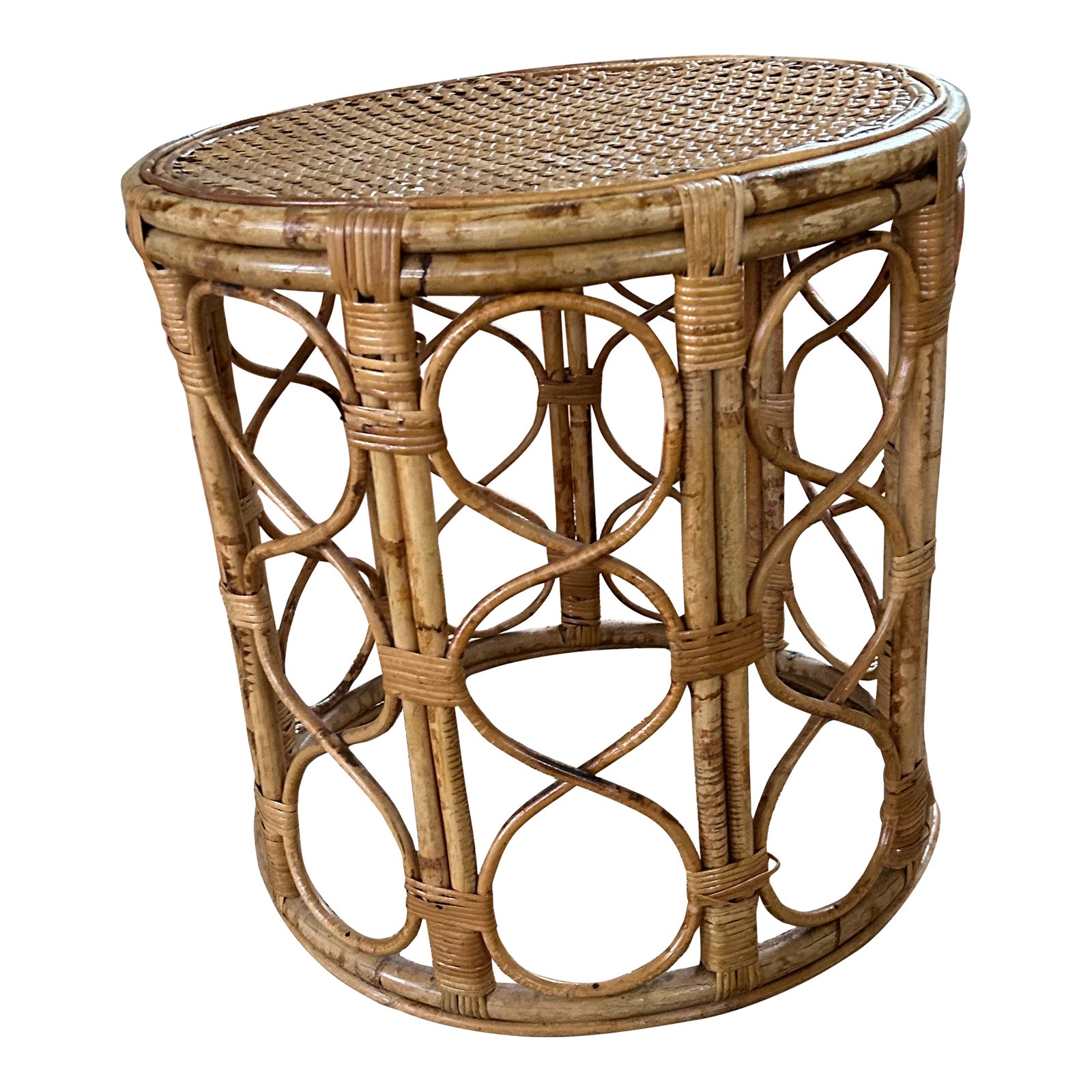 Round Rattan Side Table | Chairish