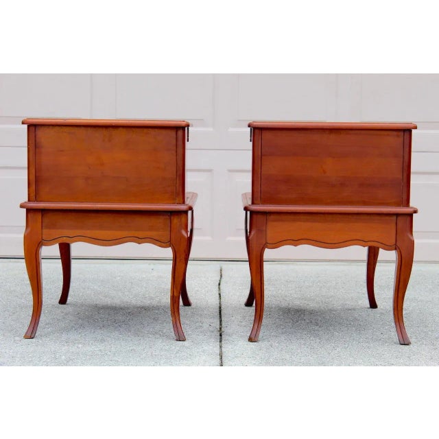 Pair of Vintage Two-Tier Leather Step Side Tables With Drawers | Chairish