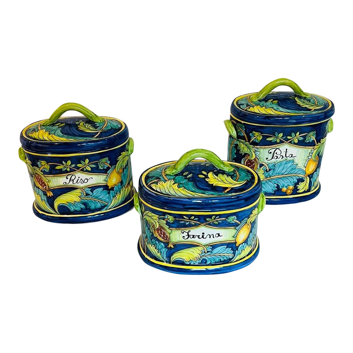 Vintage Made in Italy Deruta Canisters a Set of Three | Chairish