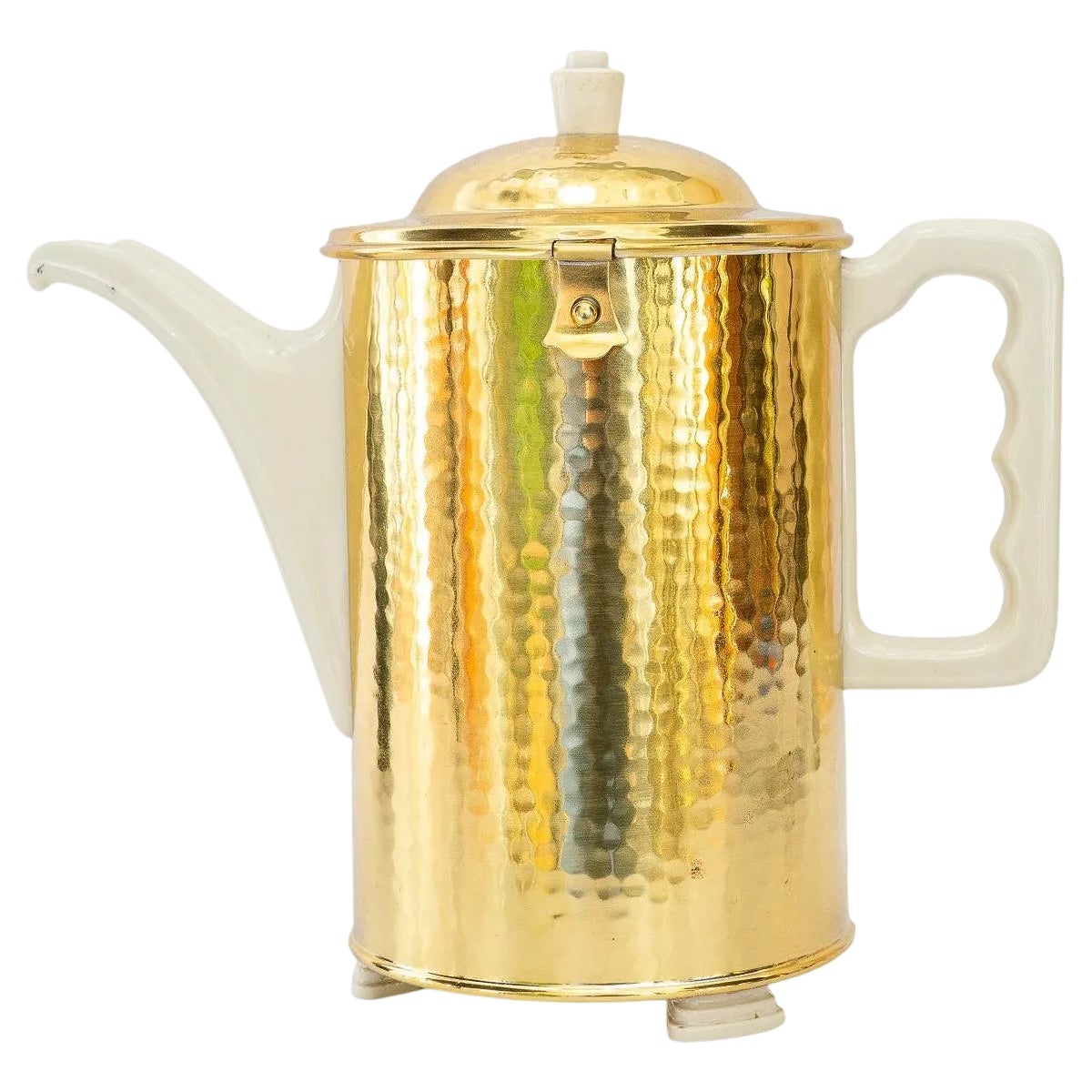 Art Deco Ceramic Thermos with Brass Cover, Germany, 1920s | Chairish