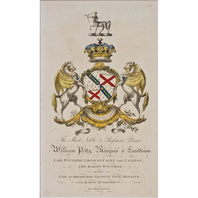 19th Century Armorial Engraving Framed Coat of Arms Entryway Wall Art ...