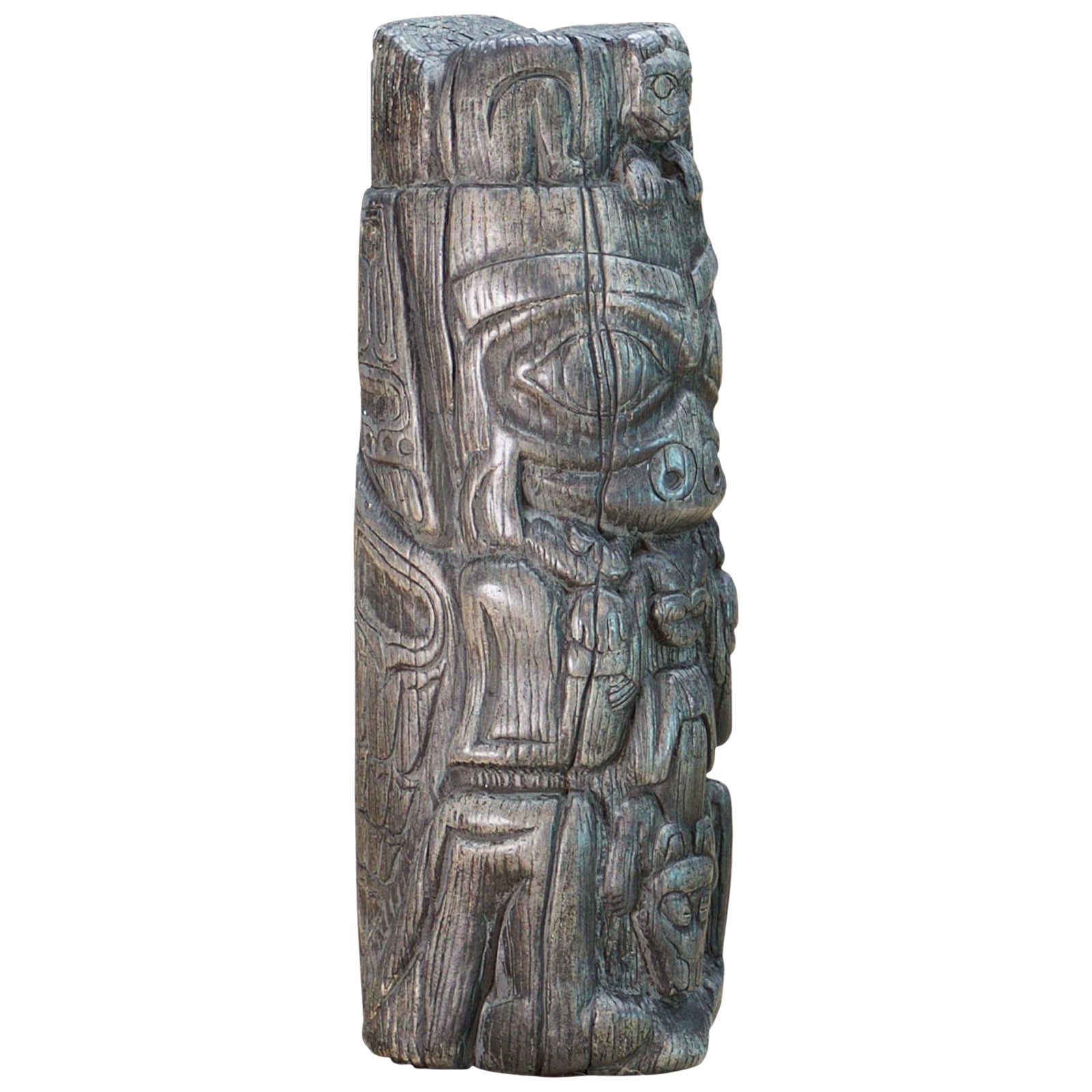 Vintage Northwest Silvery Grey Totem Painted Chalkware Sculpture ...