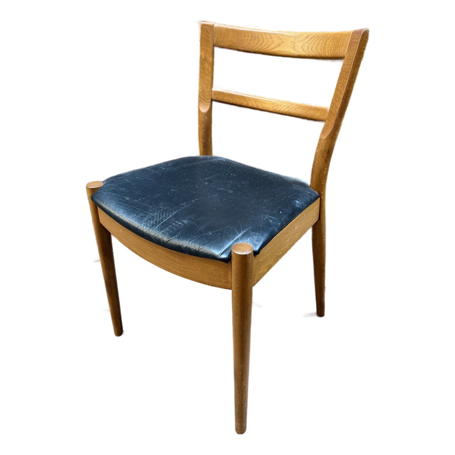 Mid 20th Century Danish Modern Wooden Dining Chair With Black Leather ...