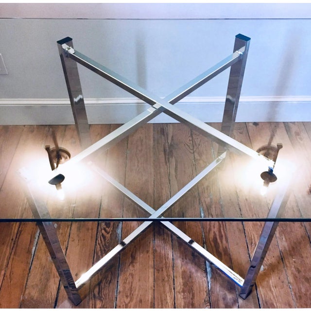 60" Folding X-Frame Glass + Chrome Dining Table - 1970s | Chairish