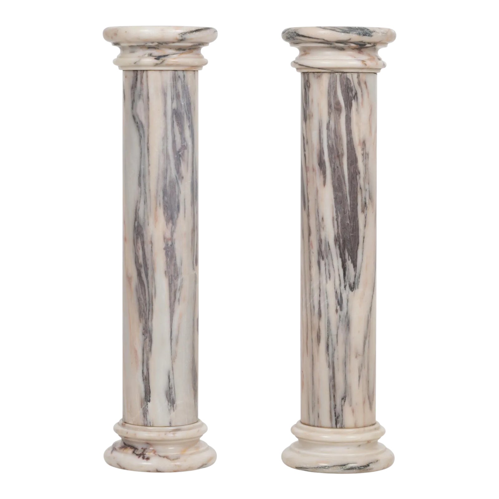 Marble Architectural Display Columns in Calacatta Pink - a Pair | Chairish
