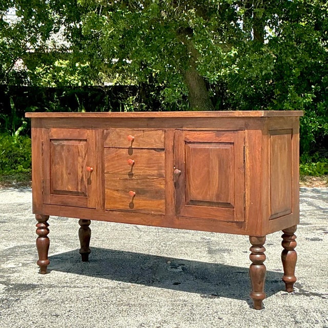 Late 20th Century Vintage Boho Rustic Credenza | Chairish