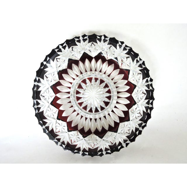 Antique English Ruby Red Cut Glass Serving Set, Charger and Six Bowls ...