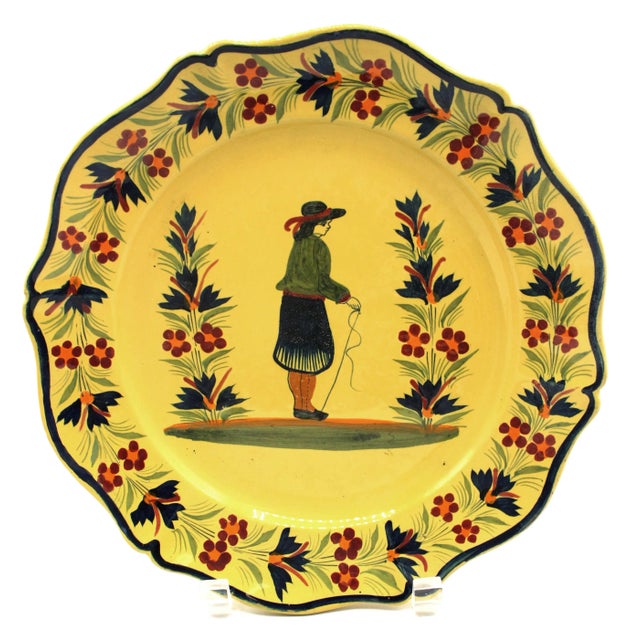 Assembled Pair of Large Yellow Ground Quimper Plates, Mid-20th Century ...