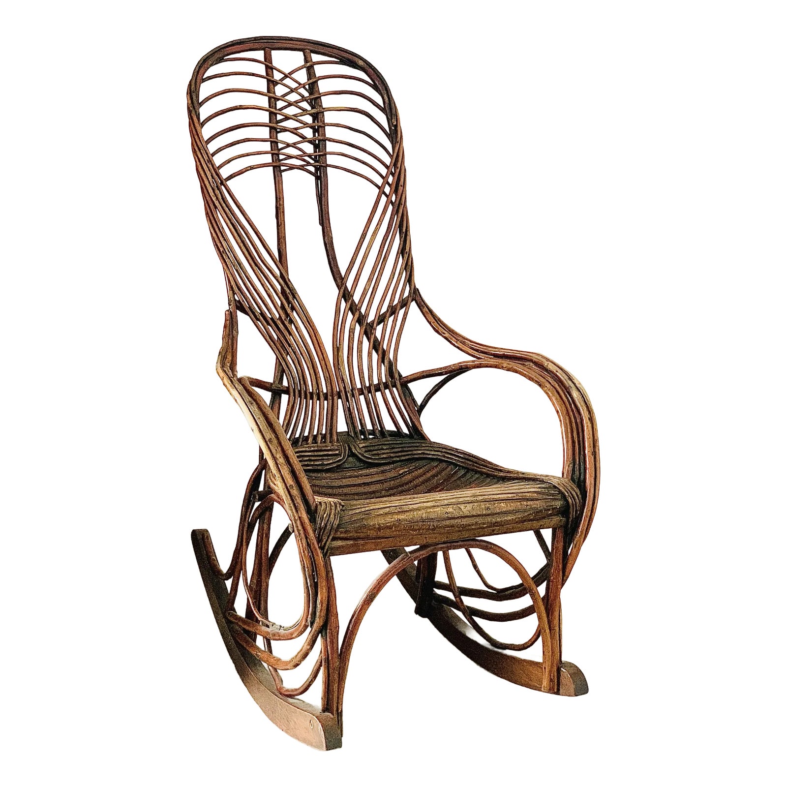 Rare Classic Rustic Antique Adirondack, Lake House Twig Bentwood Rocker ...