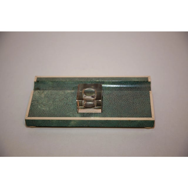 Early 20th Century Shagreen Inkwell Desk Set | Chairish