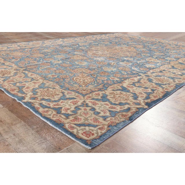 Vintage Blue Persian Isfahan Rug - 08'02 X 11'07 | Chairish