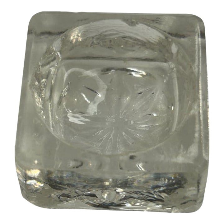 Vintage Crystal Square Salt Cellar With Sunflower/Daisy Pattern | Chairish