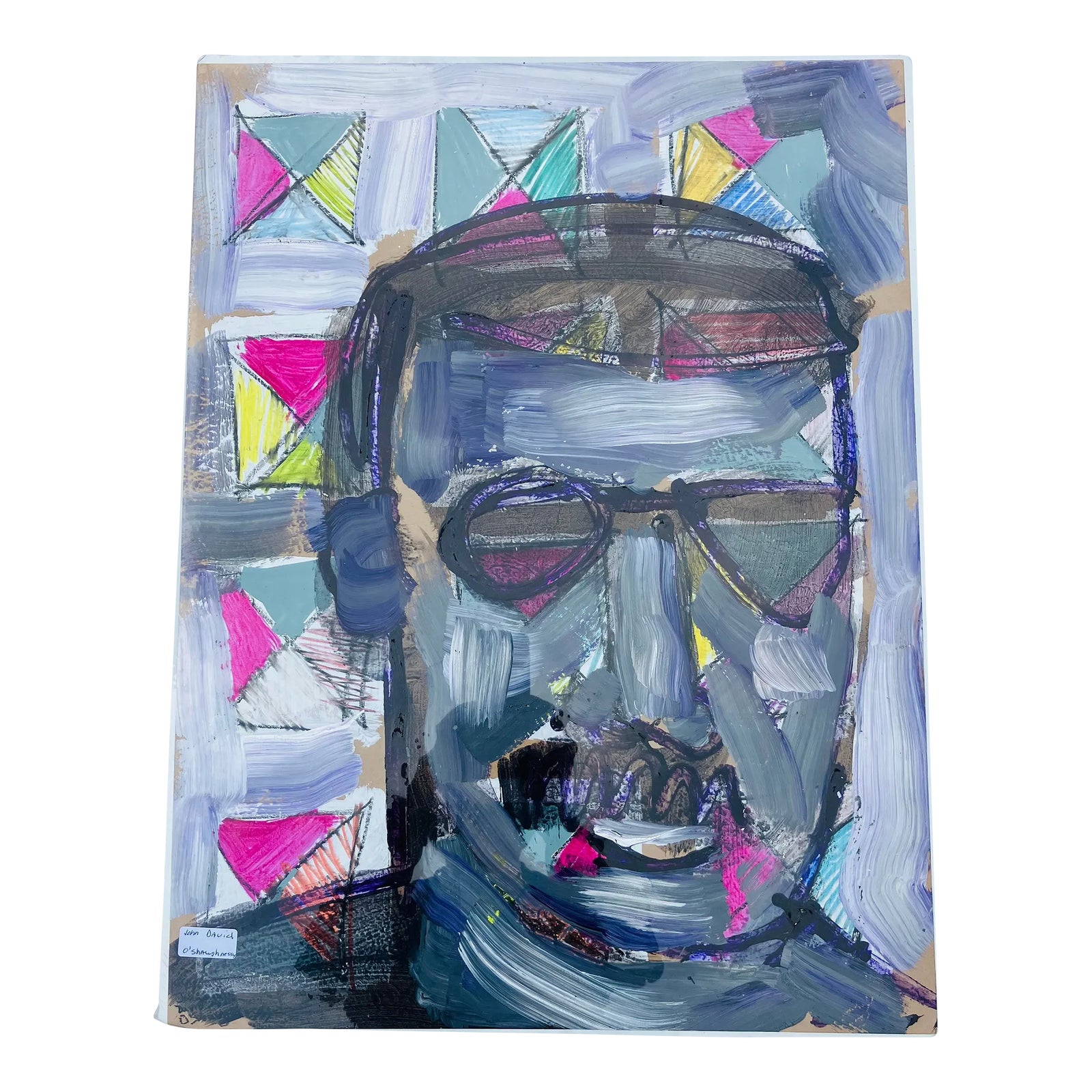 “Modern Man” Abstract Male Portrait Painting Signed John David O ...