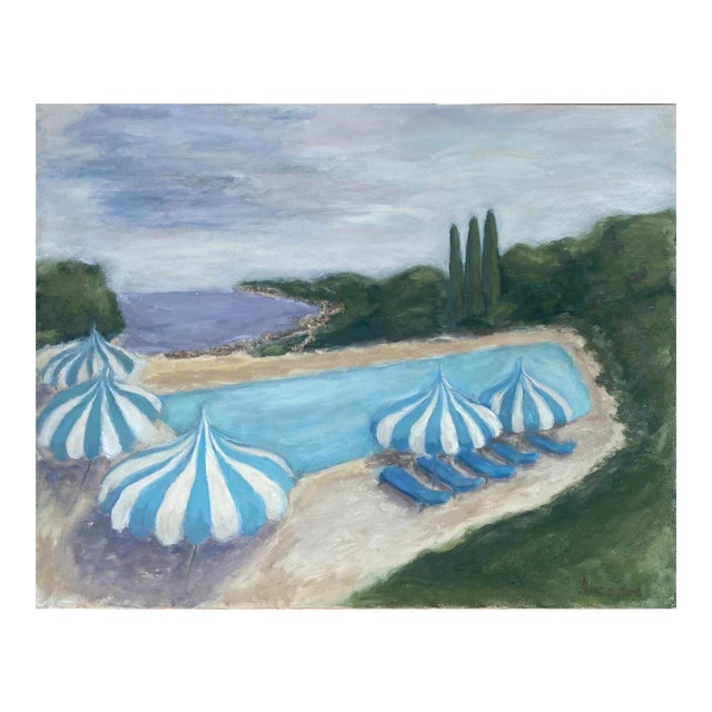 Italian Riviera, Large Expressionist Outdoor Scene Oil Painting, Alice ...