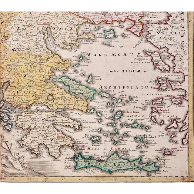 Hand-Colored 18th Century Homann Map of the Danube, Italy, Greece ...