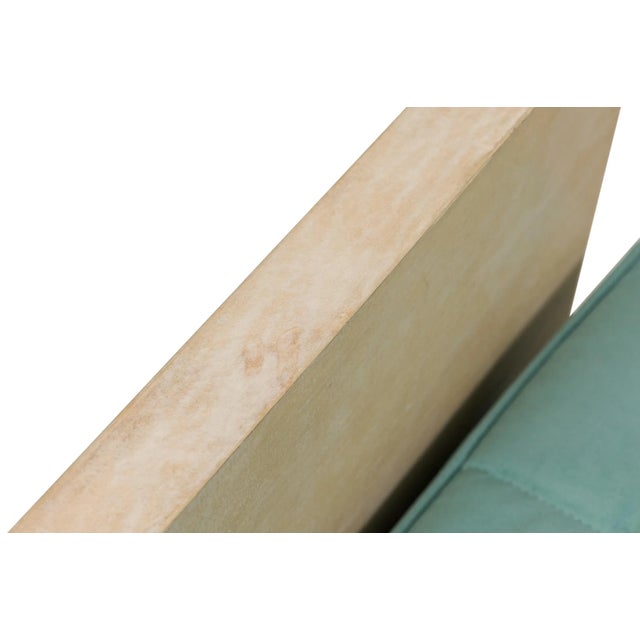 Mid-Century American Parchment and Teal Upholstered Daybed, Manner of ...