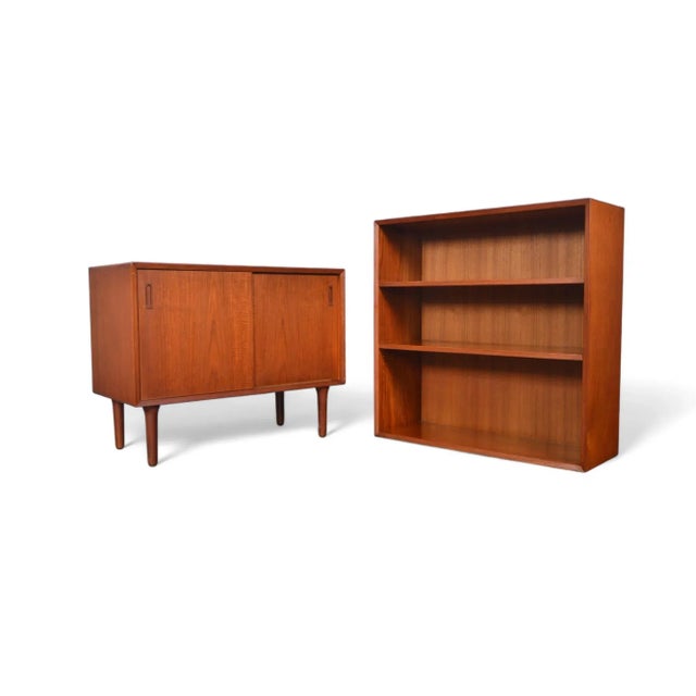 Lyby Møbler Small Teak Credenza With Bookcase Hutch | Chairish