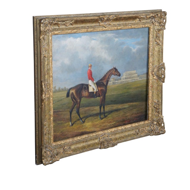 Mid 20th Century Vintage Jockey on Racehorse Oil Painting on Canvas ...