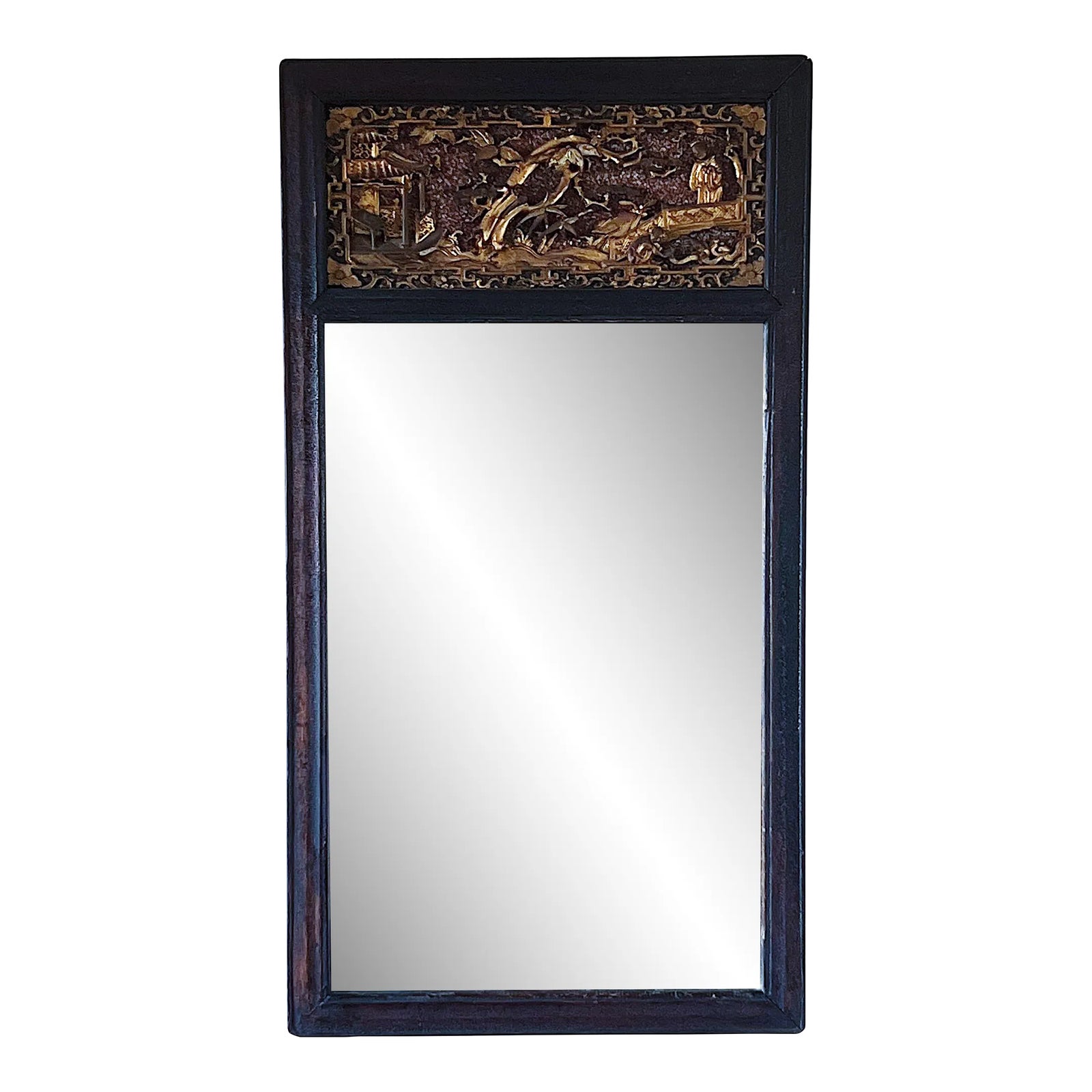 Late 19th Century Chinese Mirror With Exquisitely Carved Gilt Wood ...