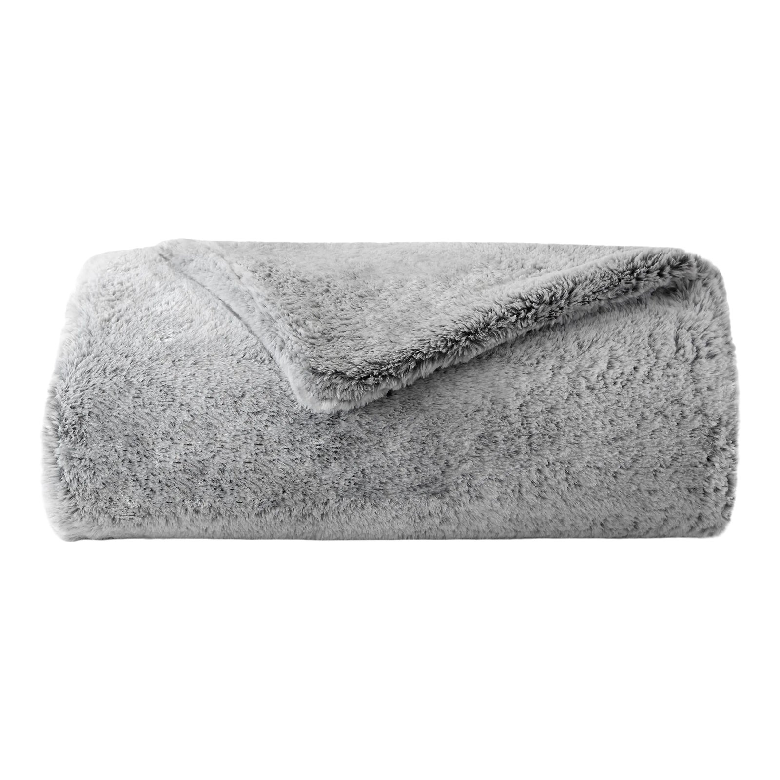 Faux Fur Throw, Grey | Chairish