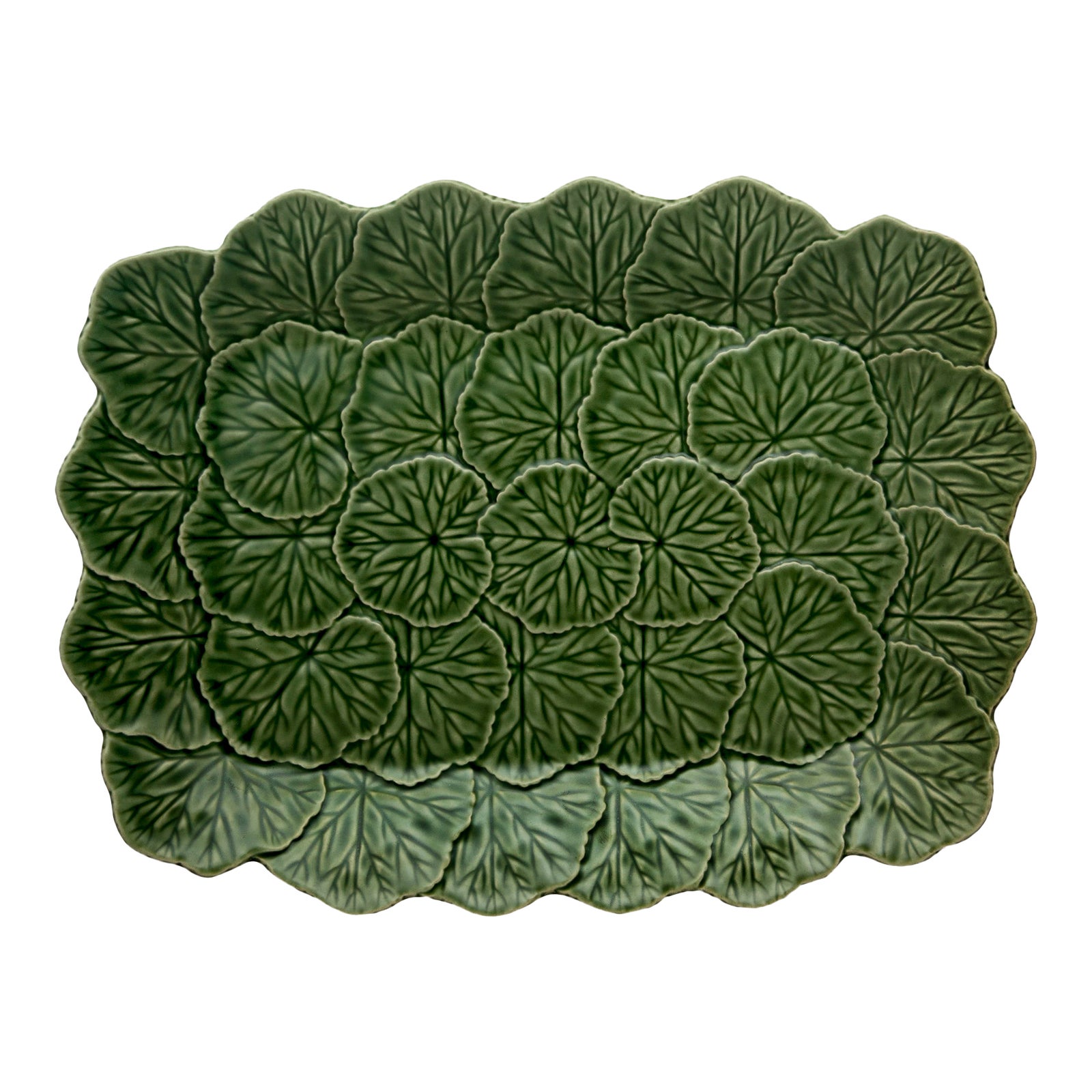 Bordallo Pinheiro Geranium Relief Platter, Green | Chairish