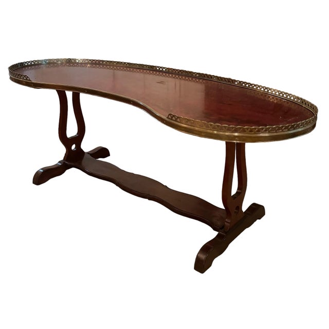 Vintage Traditional Federal Style Mahogany & Burl Wood Kidney Shaped ...