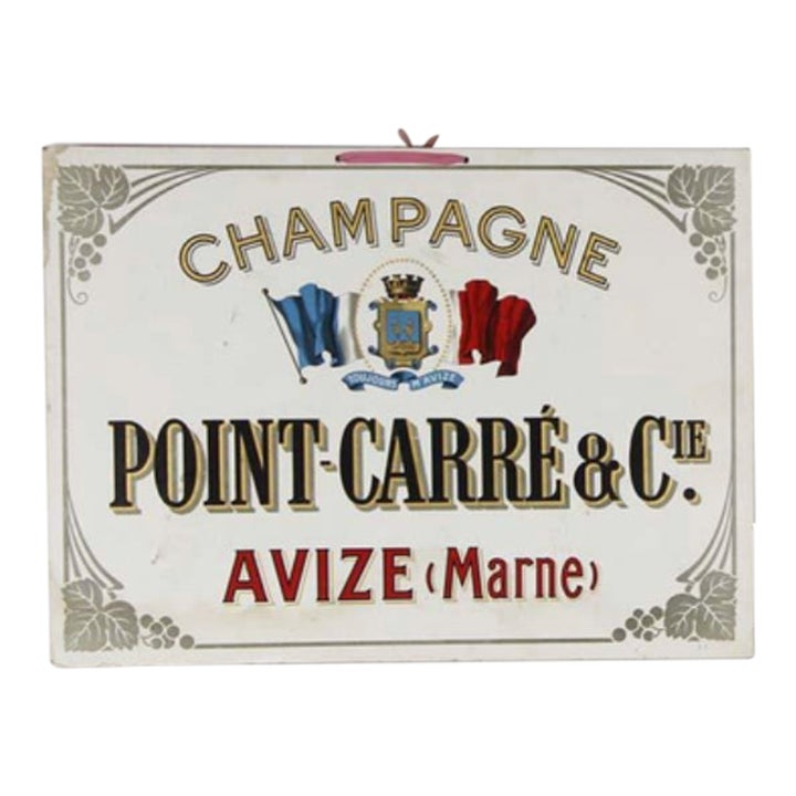 Late 20th Century European Cardboard Champagne Point Carre & C. Sign ...