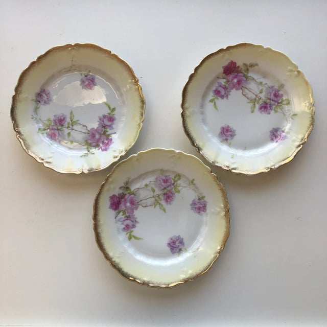 Vintage Fine Floral Design German Porcelain Plates S/3 | Chairish
